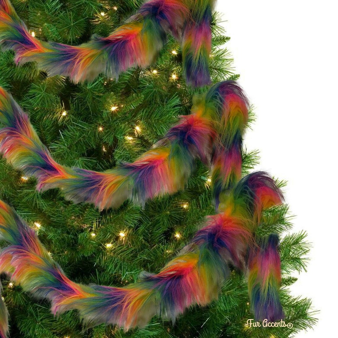 Faux Fur Christmas Tree Garland Shaggy Arctic Fox Rainbow - Etsy
