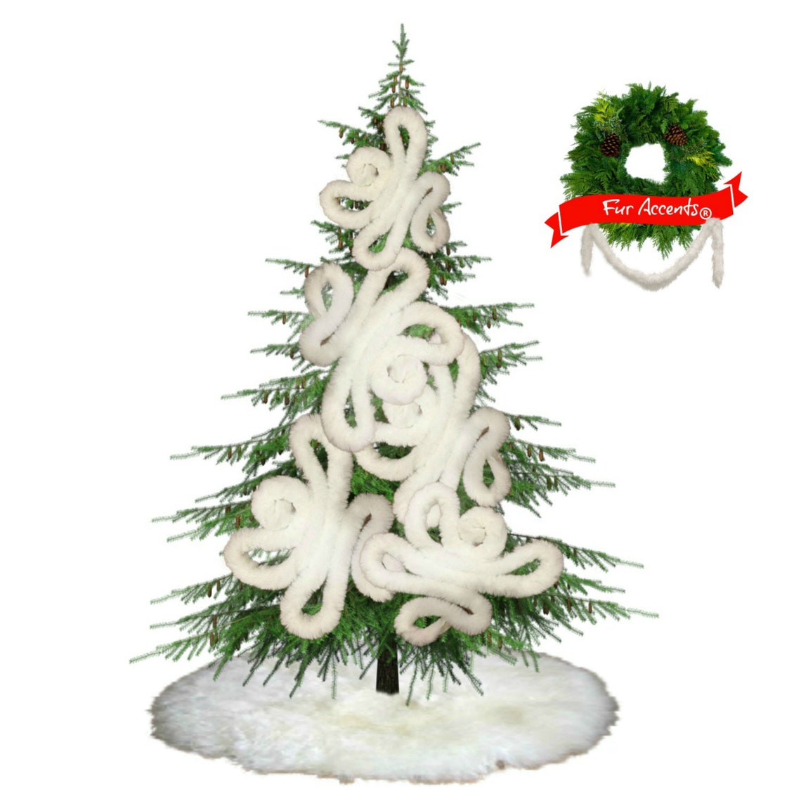 Faux Fur Christmas Tree Garland. Faux Snow Sheepskin. Tinsel. - Etsy