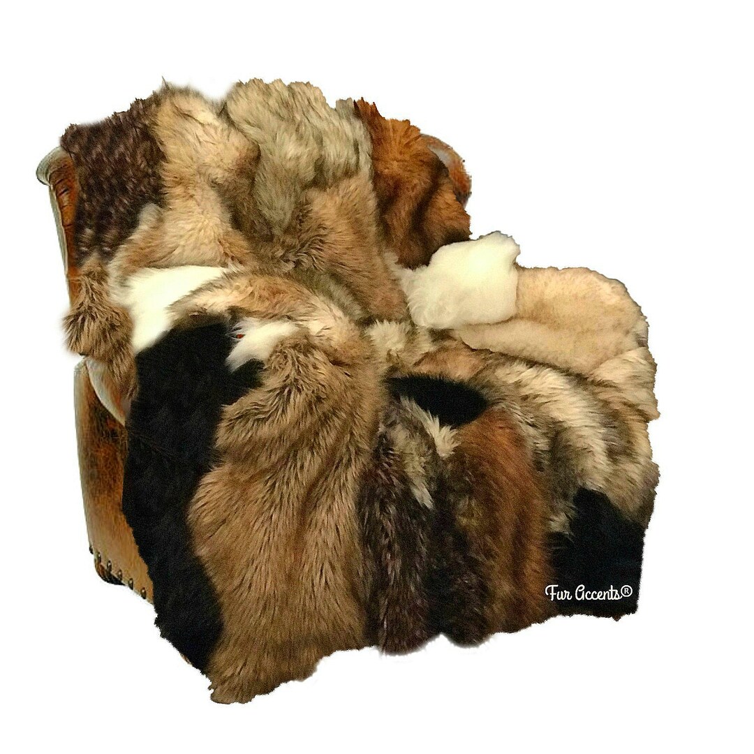 Extraordinary,patchwork Pieced Fur Chair Cover,rug,100% Animal Friendly ...