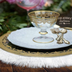 Set of 4 Plush Faux Fur Placemats Luxury Fur Soft Shaggy Sheepskin ...