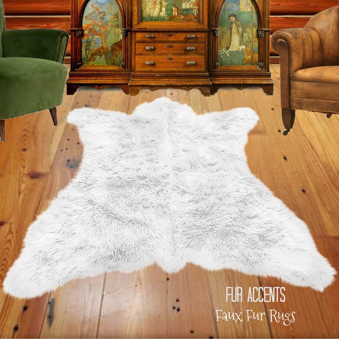 Bear Skin Rug. Realistic. Faux Fur. Area Rug. Lodge Cabin. Throw Rug ...