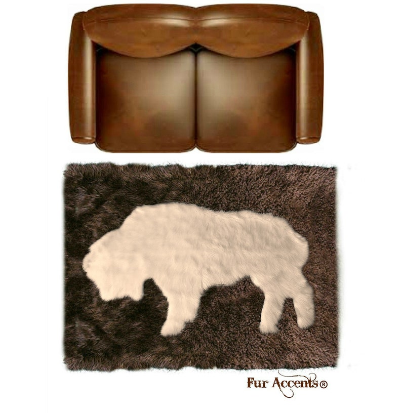 Plush Faux Fur Area Rug Standing Buffalo Art Rug Rectangle - Etsy