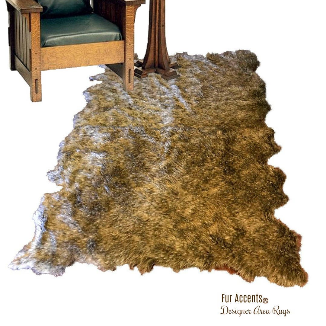 Extraordinary Faux Fur Area Rug - Tan Multi Lynx or Gray Multi Lynx ...