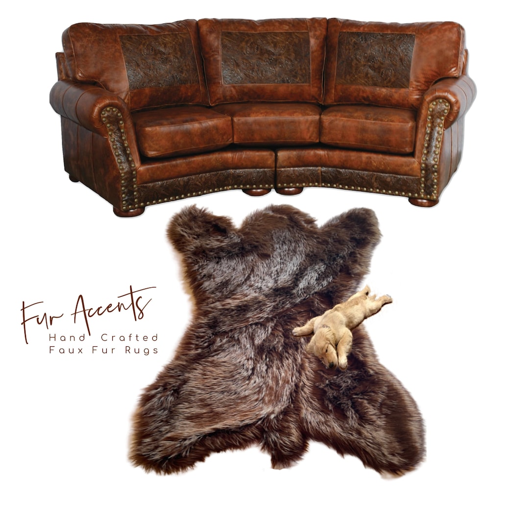 Sierra Bear Skin Rug. Realistic. Faux Fur. Area Rug. Lodge Cabin. Throw ...