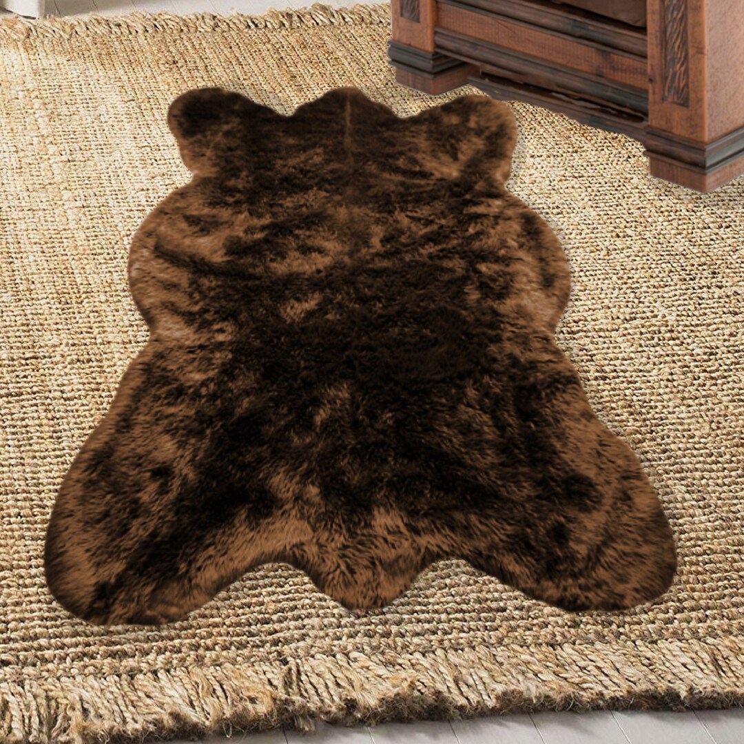 Chubby Bear Skin Rug. Soft Plush Faux Fur. Area Rug. Traditional ...