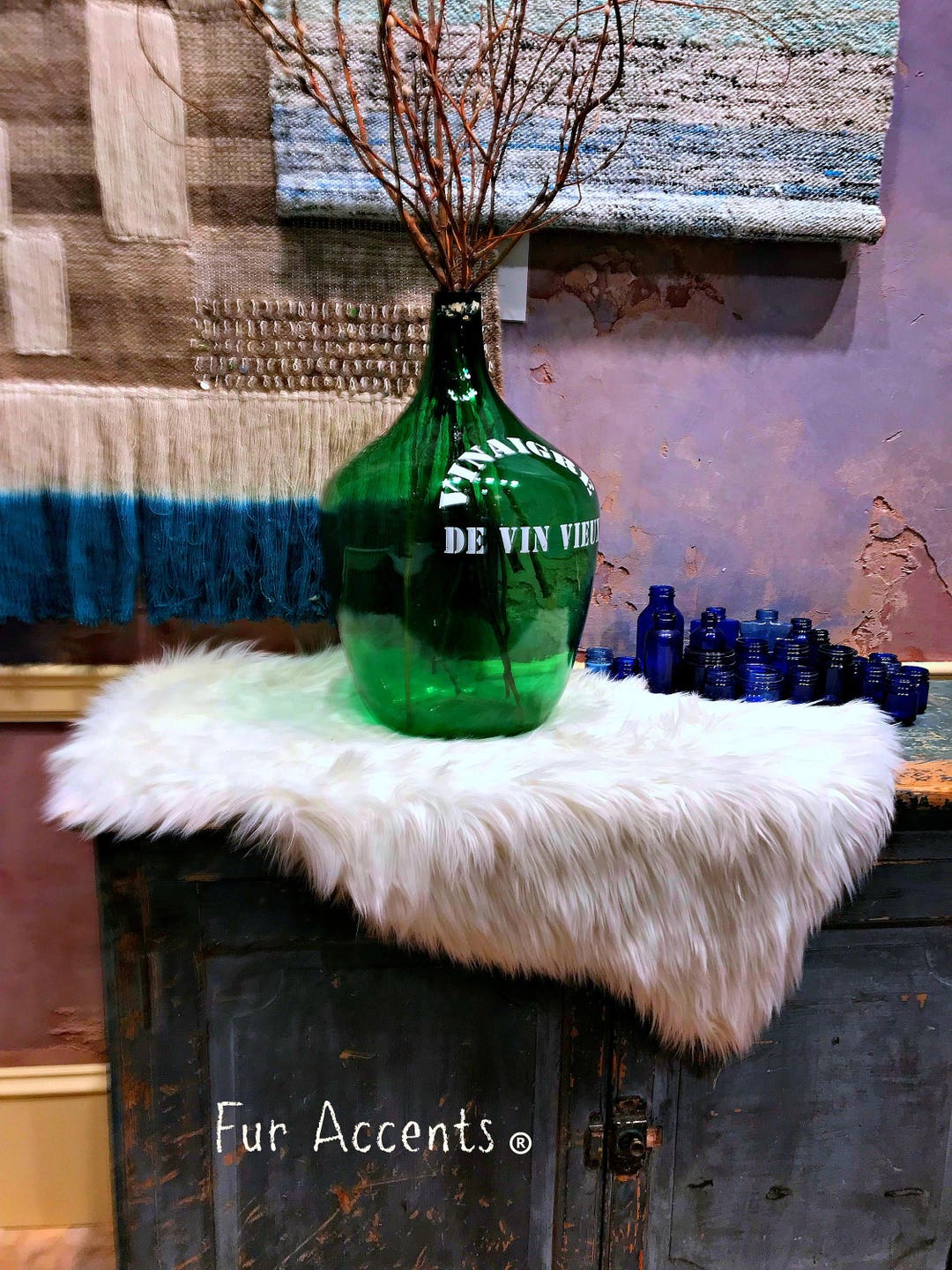 Plush Faux Fur Rectangle Doily Table Runner Round Corner Luxury Fur ...