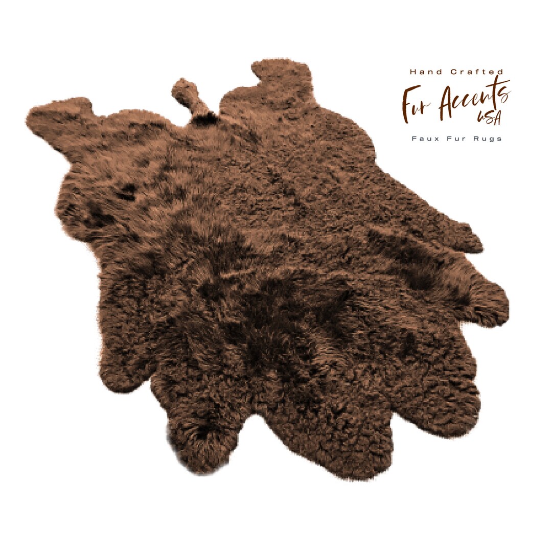 Lakota Buffalo Hide, Bear Skin Rug. Realistic. Faux Fur. Area Rug ...