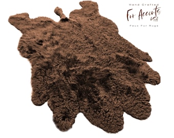 Faux Bearskin Rug Chocolate Brown - Etsy
