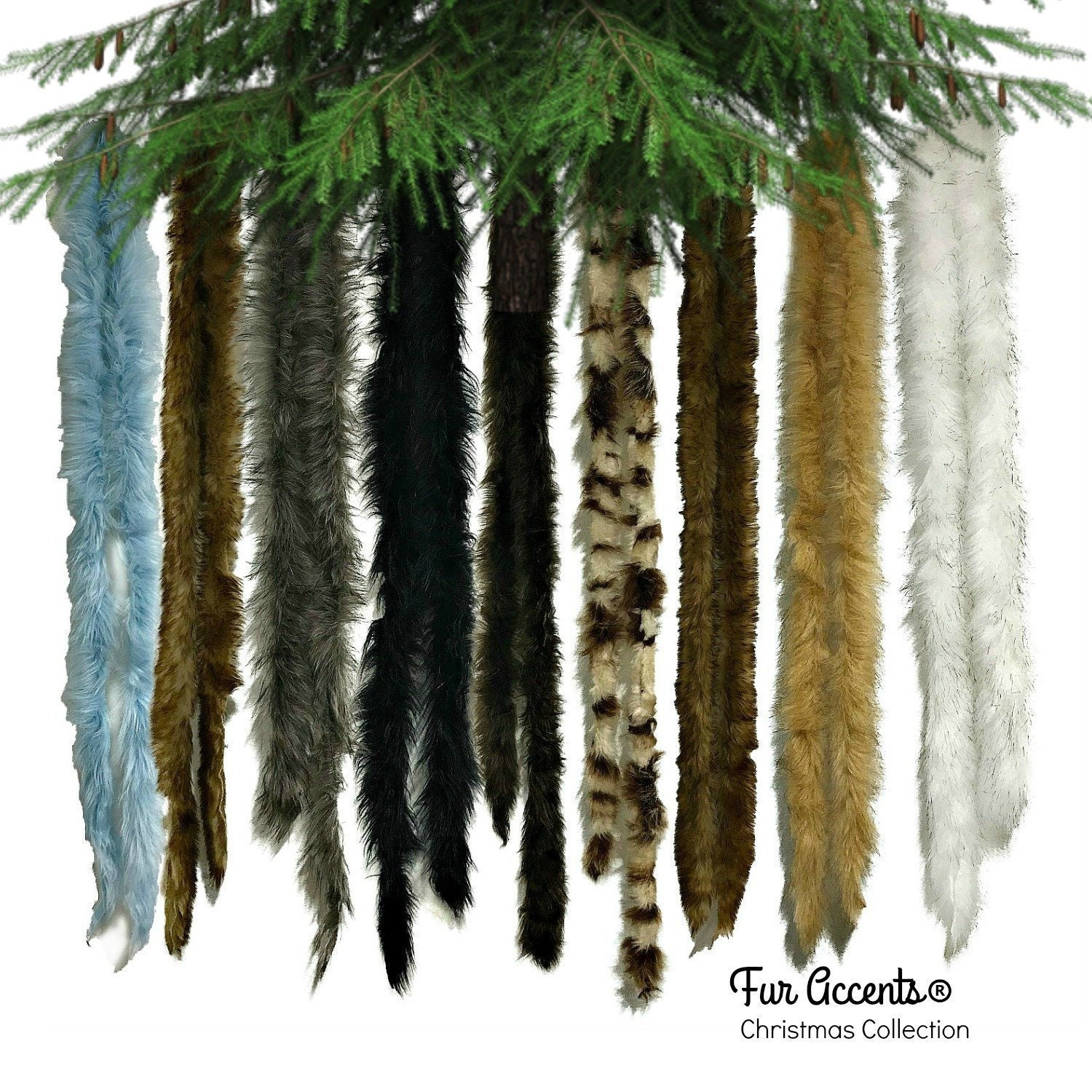 Faux Fur Christmas Tree Garland Micro Scarf Faux Snow | Etsy