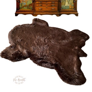 Plains Buffalo Hide, Bear Skin Area Rug. Soft Plush Faux Fur ...