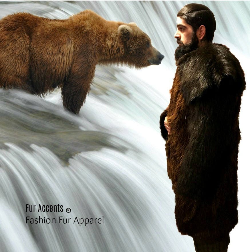 Buffalo Robe Bear Skin Jacket Long Coat Exotic Faux Fur | Etsy