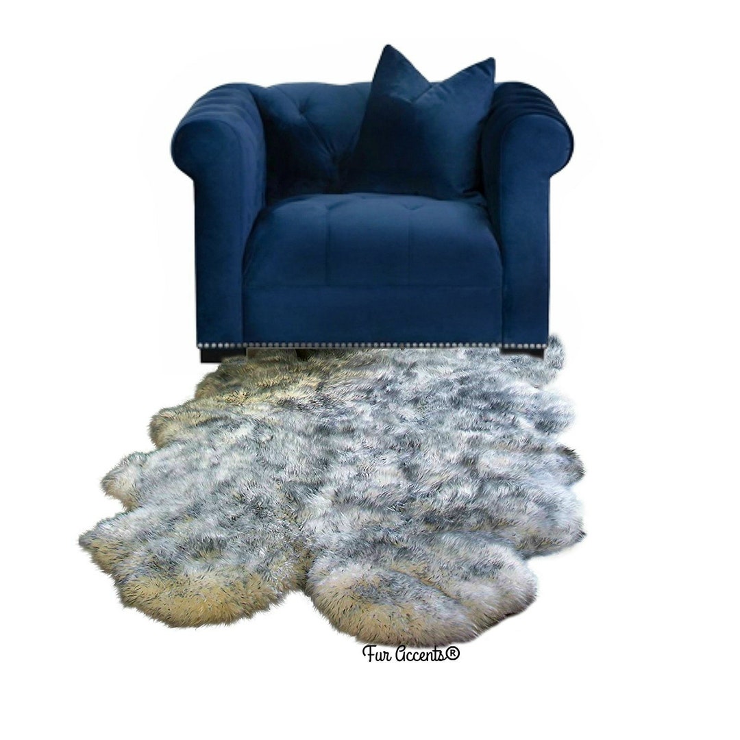Extraordinary Thick Plush Faux Fur Area Rug - Shaggy Black Tip ...