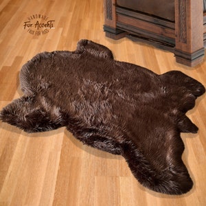 Plains Buffalo Hide, Bear Skin Area Rug. Soft Plush Faux Fur ...