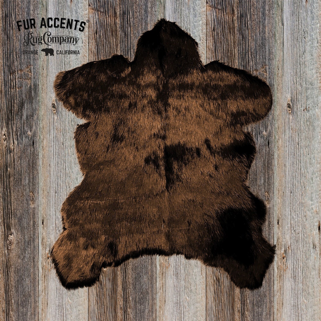 Bear Skin Rug. Realistic. Faux Fur. Area Rug. Lodge Cabin. Throw Rug ...