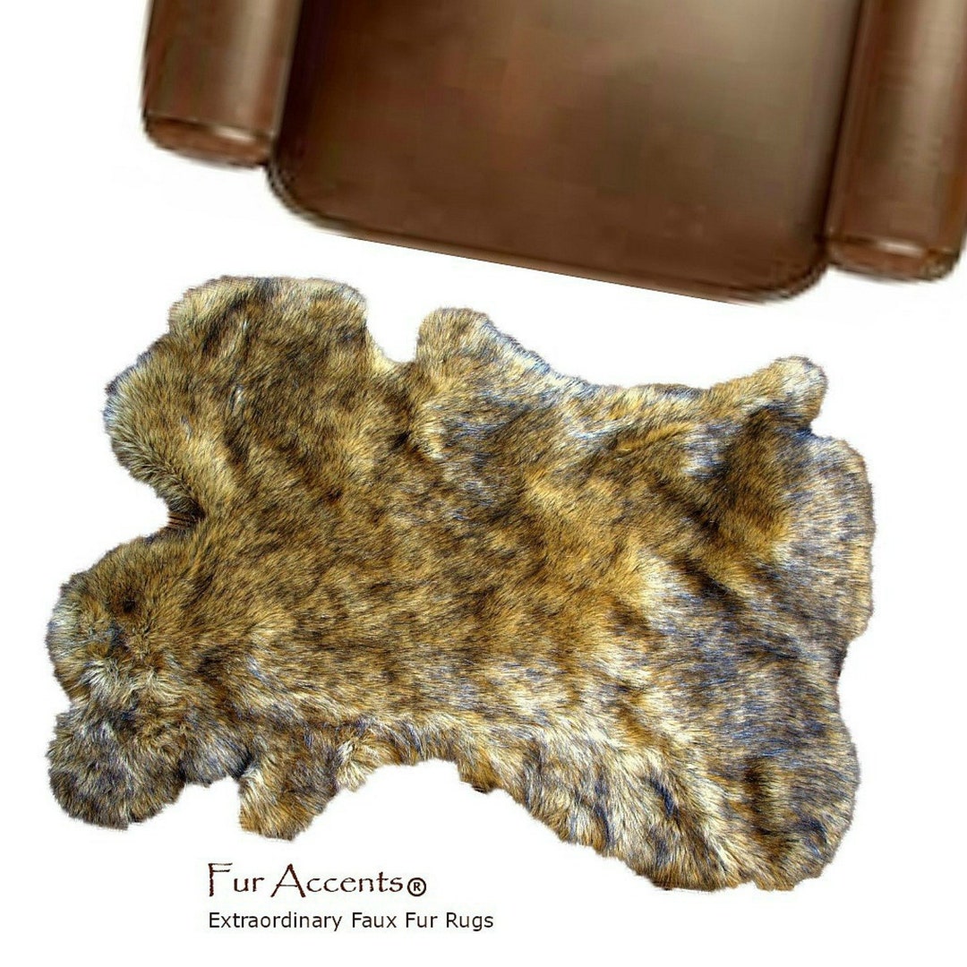 Plush Faux Fur Area Rug - Light Golden Brown Rabbit - New Pelt Shape ...