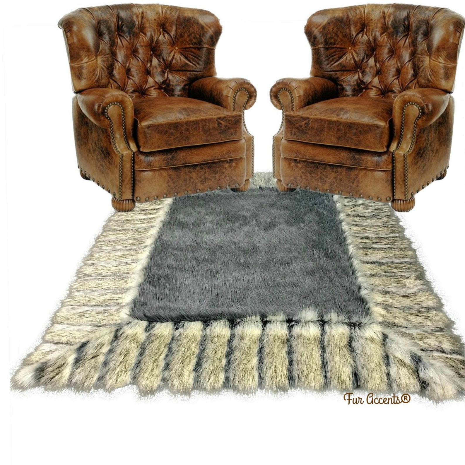Faux Fur Throw Area Rug - Shag Rug With Beautiful Ribbed Fox Fur Border ...