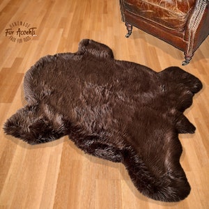 Plains Buffalo Hide, Bear Skin Area Rug. Soft Plush Faux Fur ...