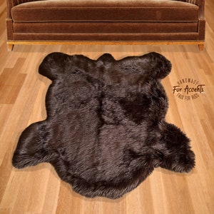 Plains Buffalo Hide, Bear Skin Area Rug. Soft Plush Faux Fur ...