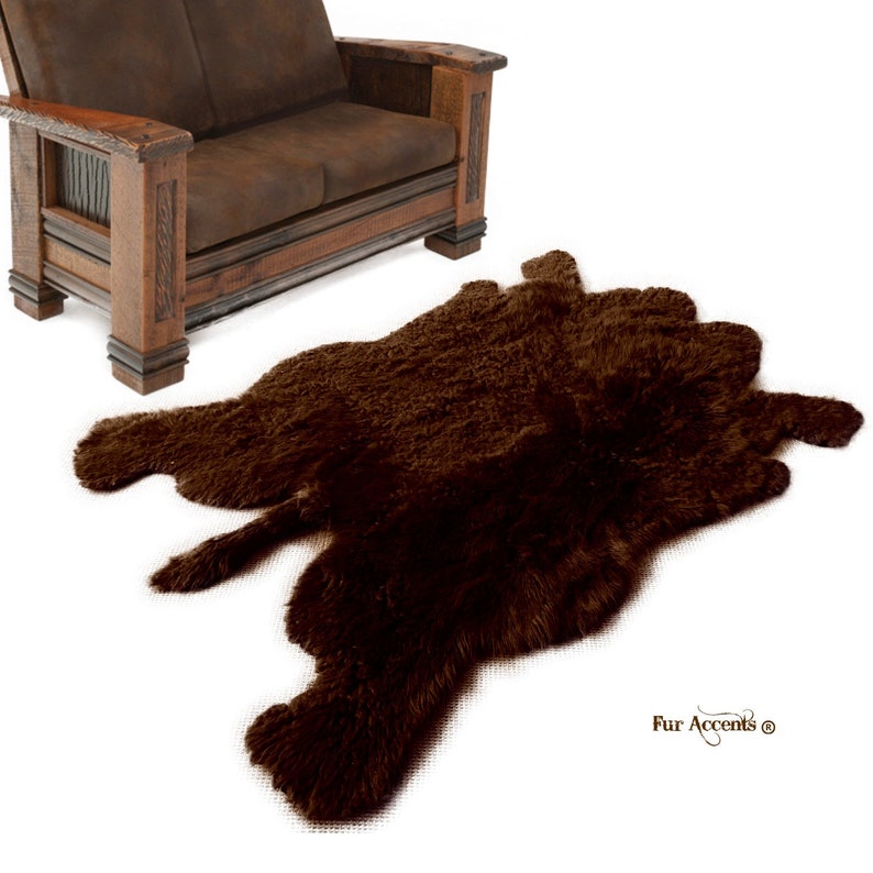 Plush Faux Fur Area Rug Shaggy Buffalo Skin Hide Large - Etsy