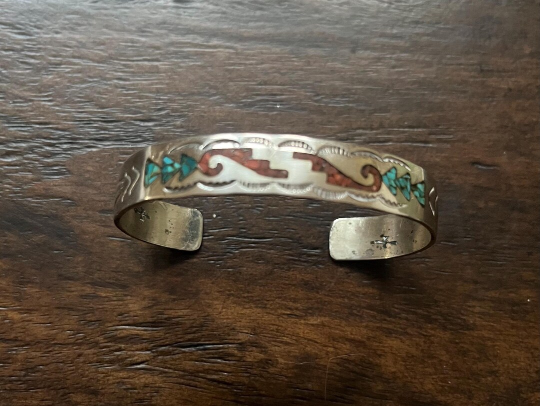 Gibson Gene Navajo Sterling Silver Turquoise Gemstone Inlay Cuff ...