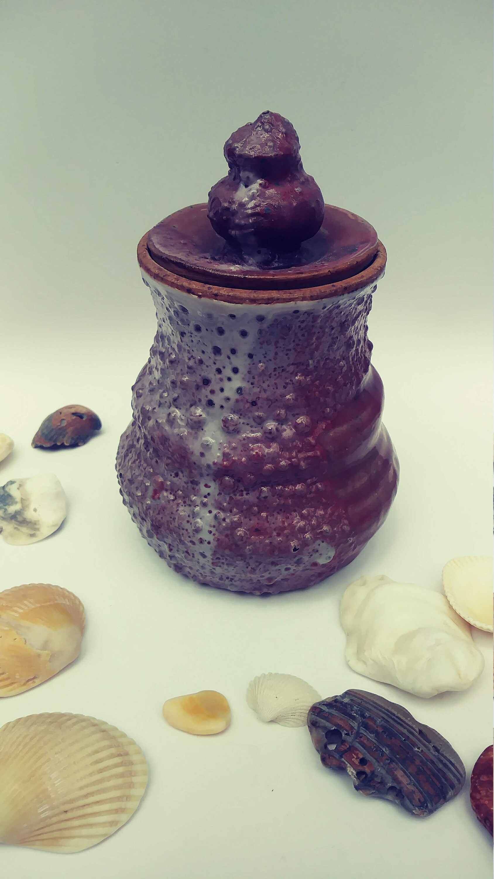 Stoneware Storage Jar, Strawberry Dream Jar, Tomato Lava Shino Glazed ...