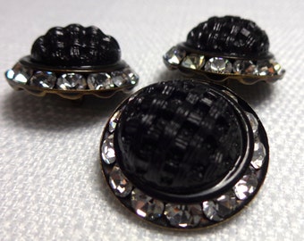 Black rhinestone buttons | Etsy