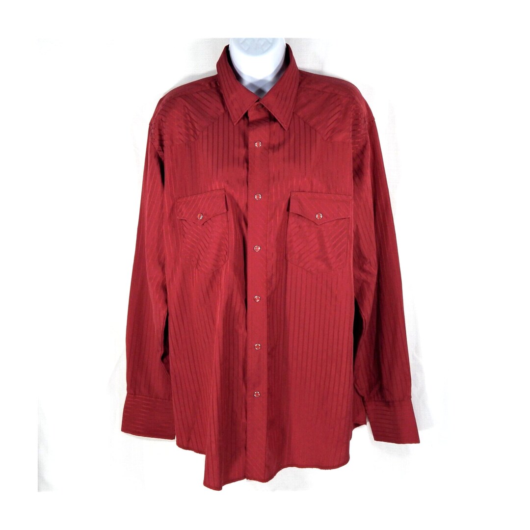 Wrangler Red Pearl Snap Western Shirt Men’s Large L Cowboy Rockabilly ...