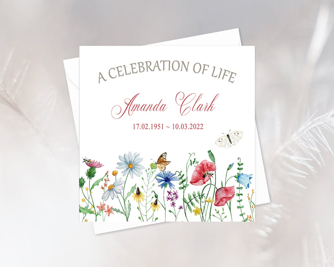Funeral Cards 60 Personalised Celebration of Life Cards With - Etsy
