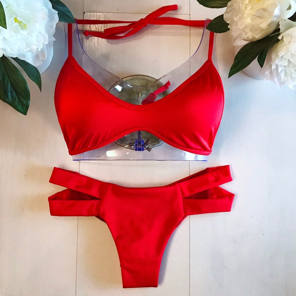 New Red Cheeky Bikini Set - Etsy