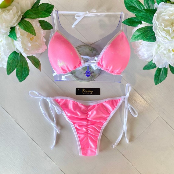 Pink Shimmer String Bikini Pads Included Cheeky or Regular - Etsy