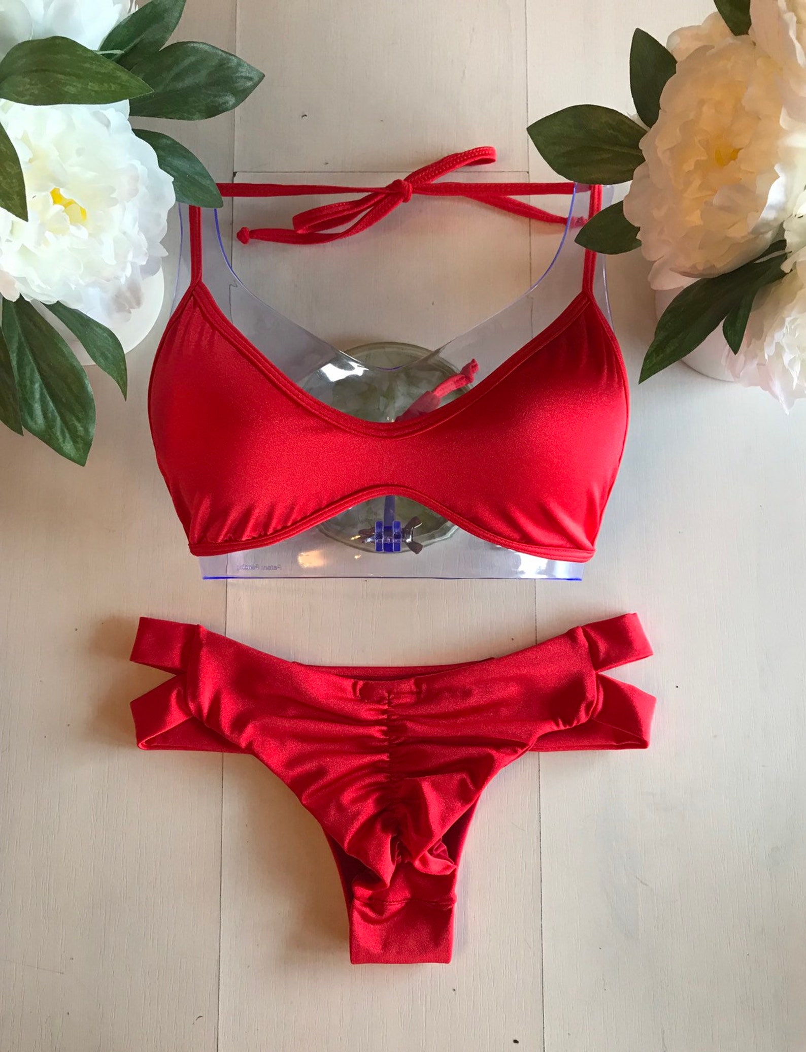 New Red Cheeky Bikini Set - Etsy
