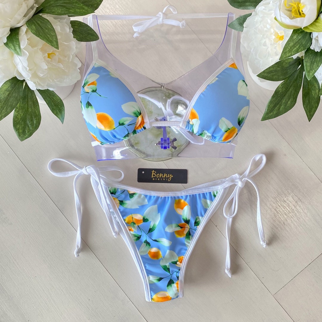 Baby Blue Lemons - Pads Included - Cheeky or Regular Coverage - Etsy