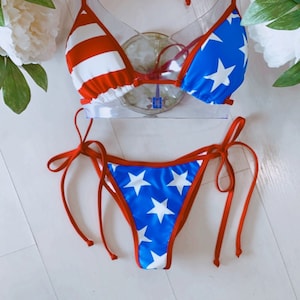 American Flag String Bikini - Made in USA - Etsy