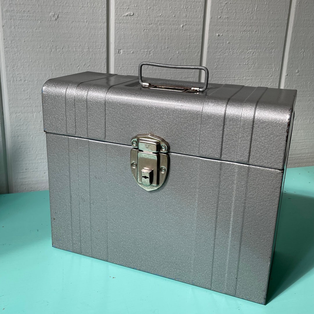 Vintage Mobile Metal File Box Organizer -metal File Holder Library File ...