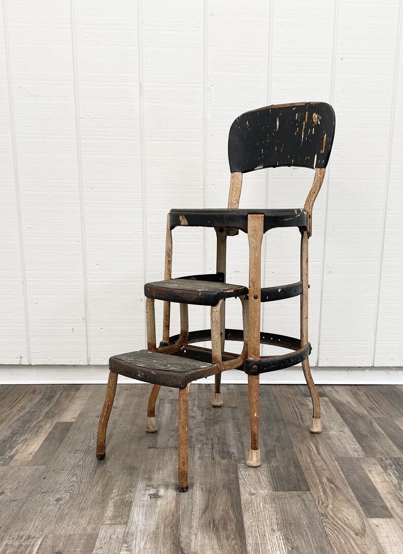 Rusty Cosco Chair Vintage Step Stool Kitchen Furniture Rusty Looking Garden Stool With Pull Out ...