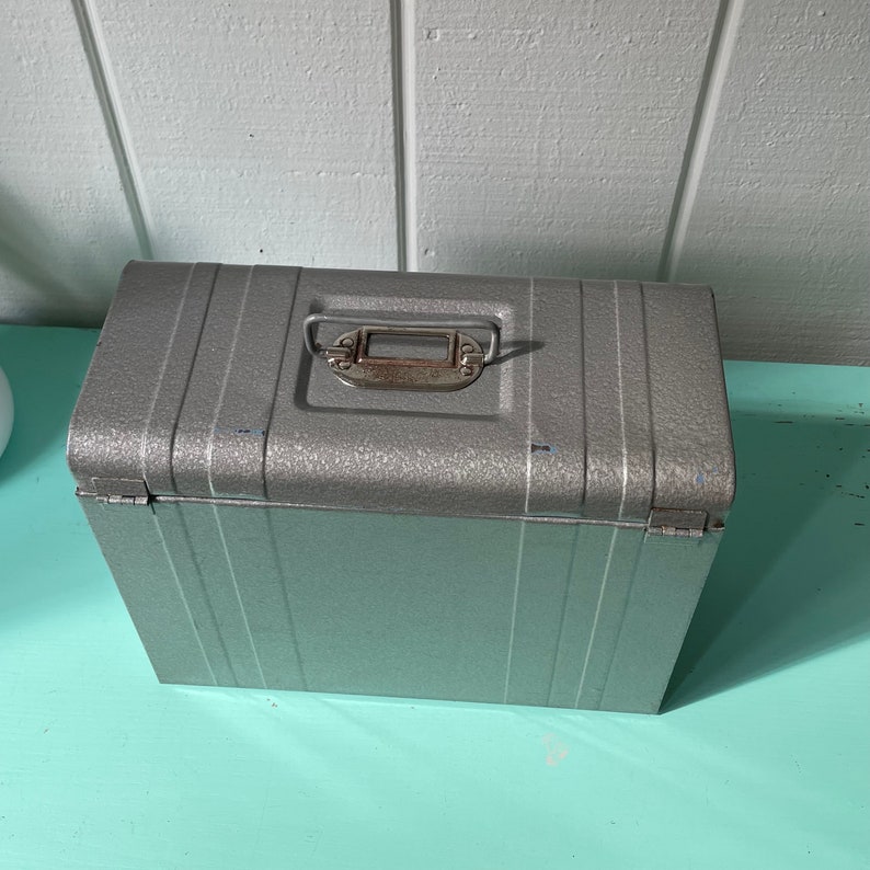 Vintage Mobile Metal File Box Organizer metal File Holder Library File ...