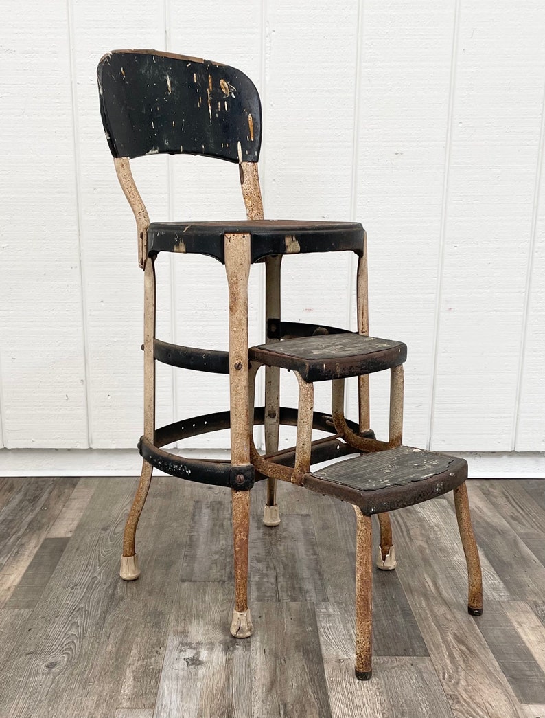 Rusty Cosco Chair Vintage Step Stool Kitchen Furniture Rusty Looking Garden Stool With Pull Out ...