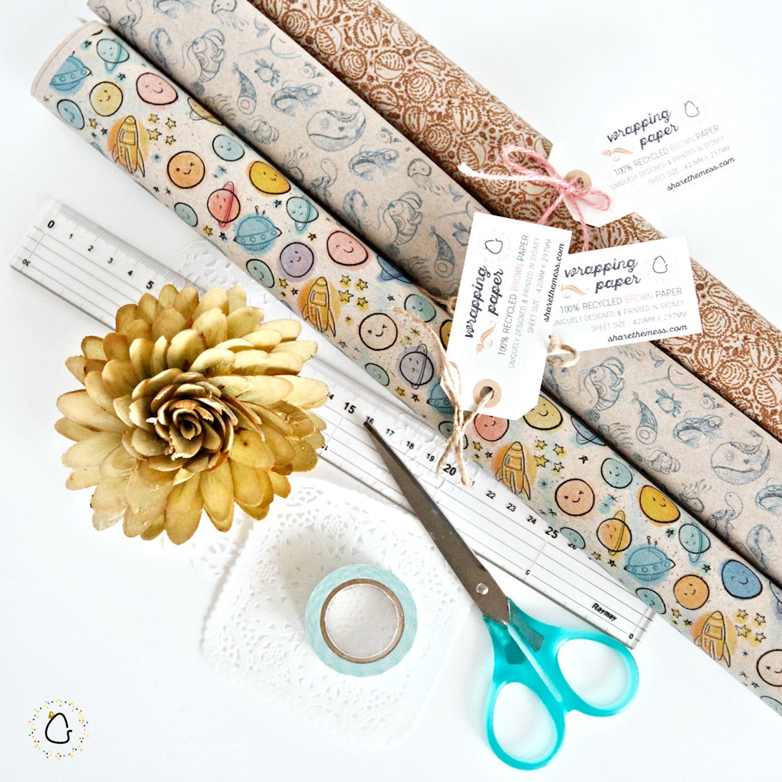 A3 Wrapping Paper Sheet in silly Seas Brown - Etsy