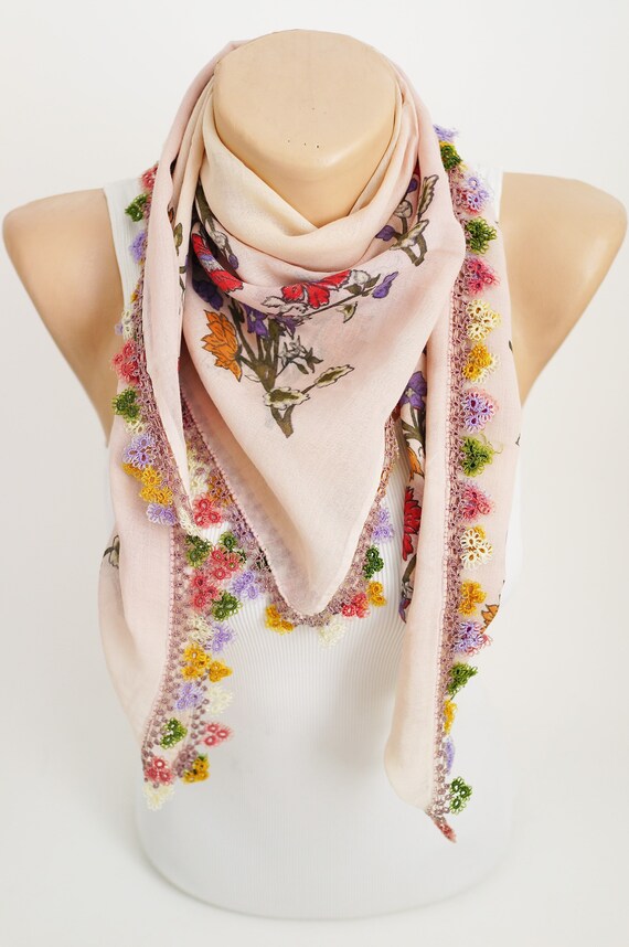 Antique vintage turkish scarf, hand painted yemeni ya… - Gem