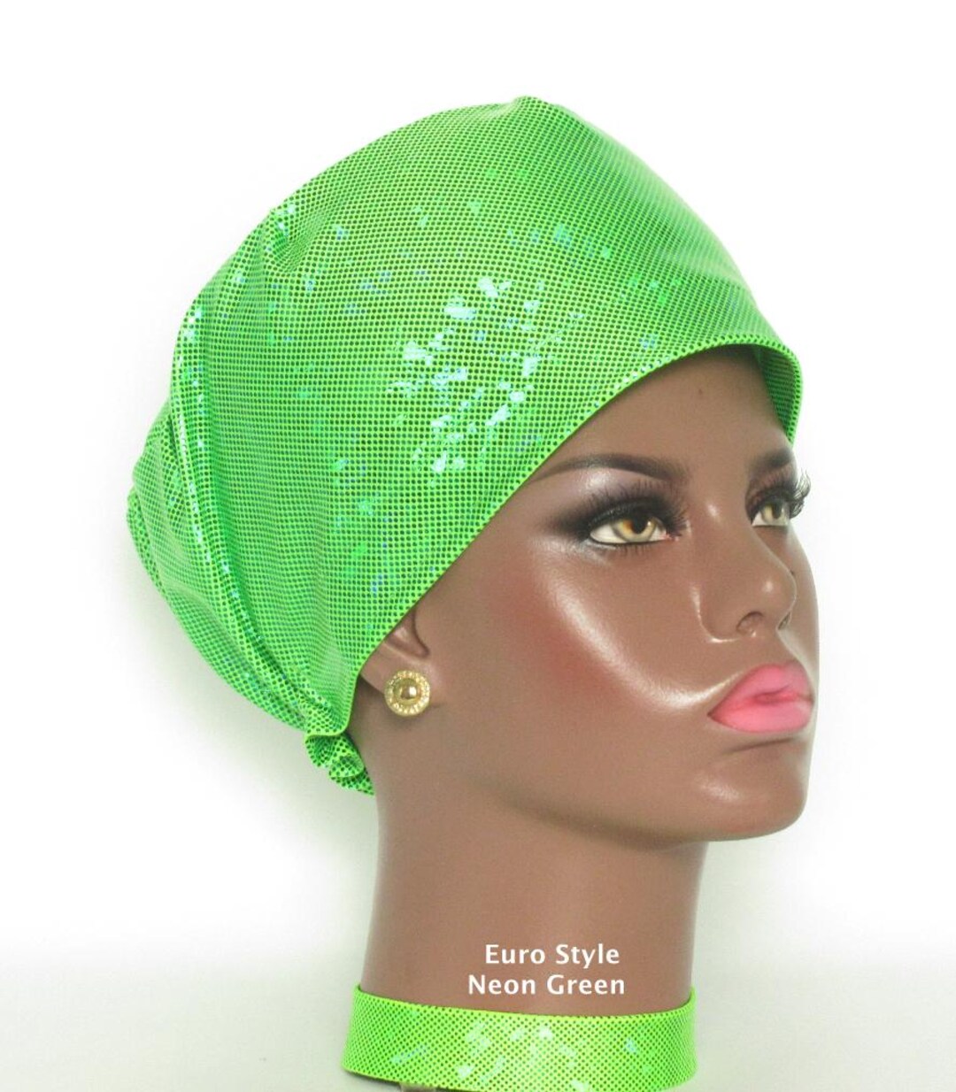 LIMITED SUPPLY Euro Style Hologram Silky Knit Scrub Hat-neon Green on ...