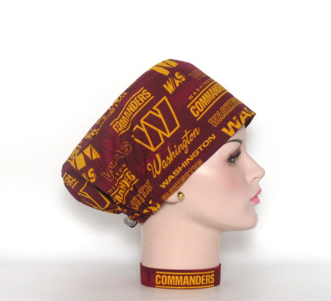 Euro Style Washington Commanders Cotton Scrub Hat-burgundy With Golden Words-doctor, Nurse ...
