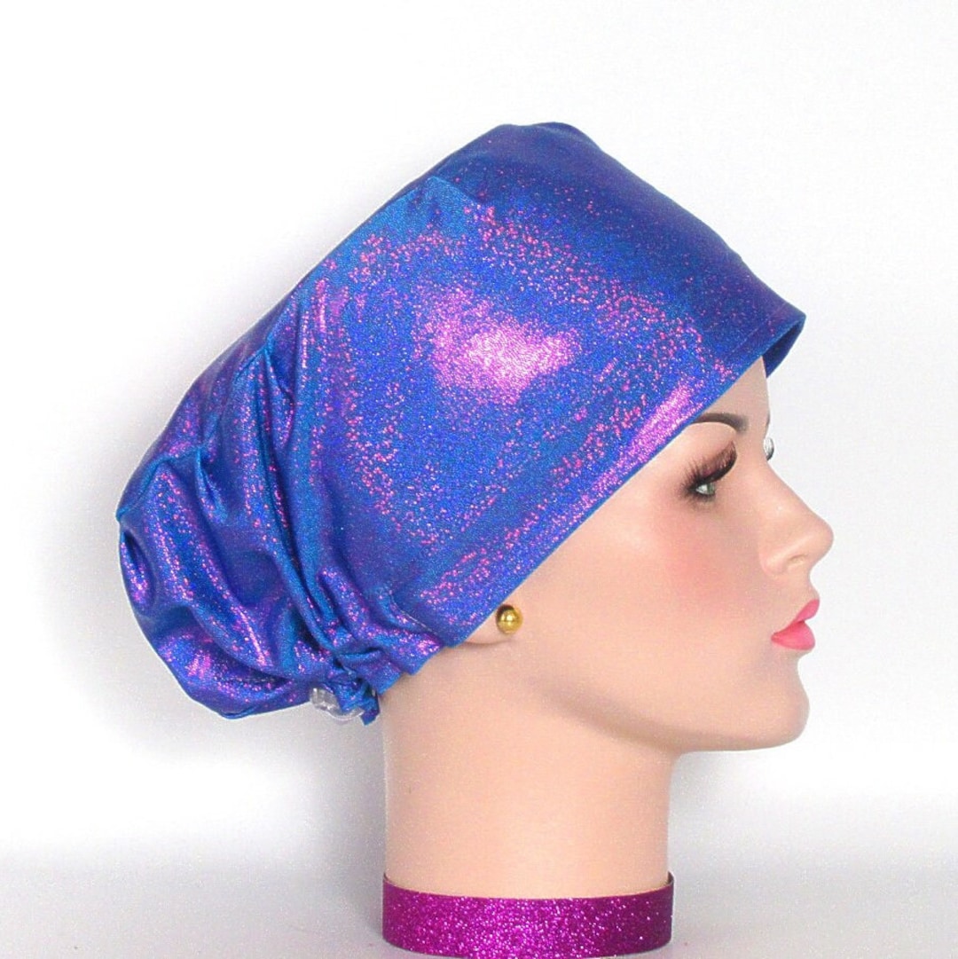 Euro Silky Knit Hologram Scrub Hat: Turquoise Pink OR Cap - Etsy