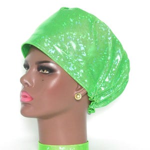 LIMITED SUPPLY Euro Style Hologram Silky Knit Scrub Hat-neon Green on ...