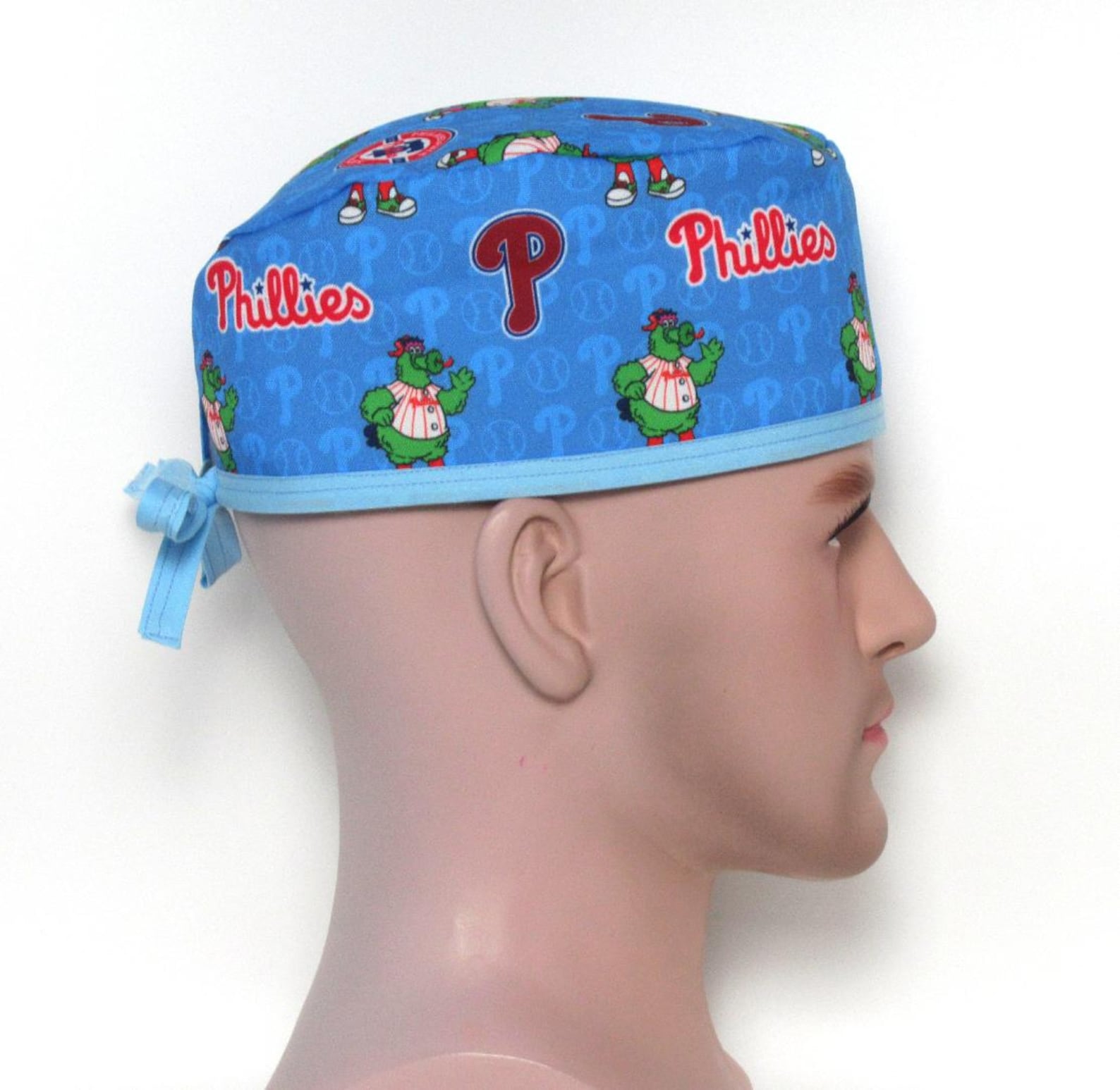 Phillies Phanatic Scrub Hat: Men's Tie-back, Light Blue Synthetic Blend ...