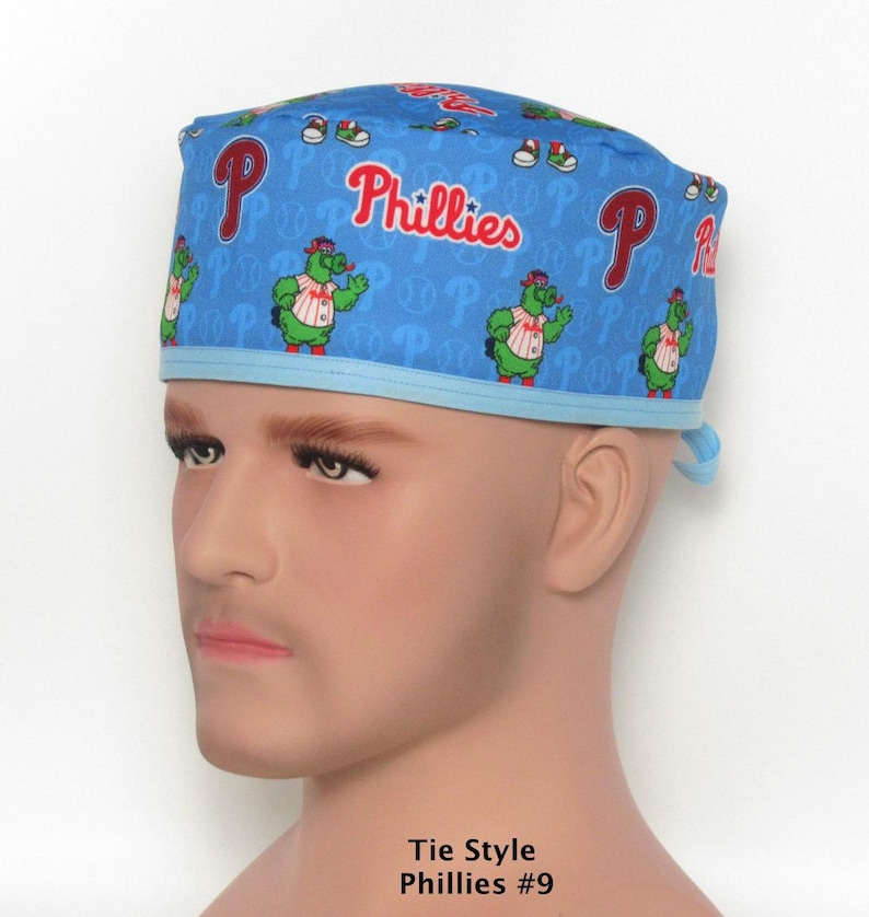 Phillies Phanatic Scrub Hat: Men's Tie-back, Light Blue Synthetic Blend ...