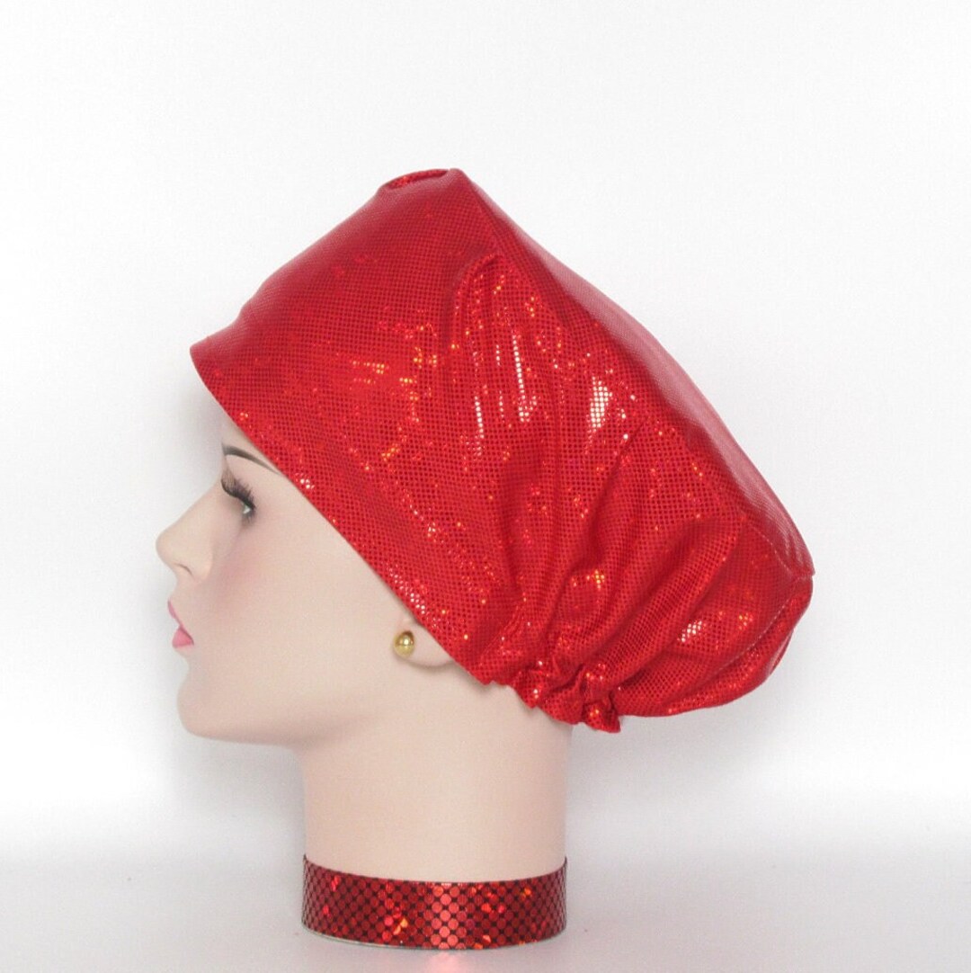Red Shattered Glass, Hologram Scrub Hat, Euro Silky Knit Surgical Cap ...