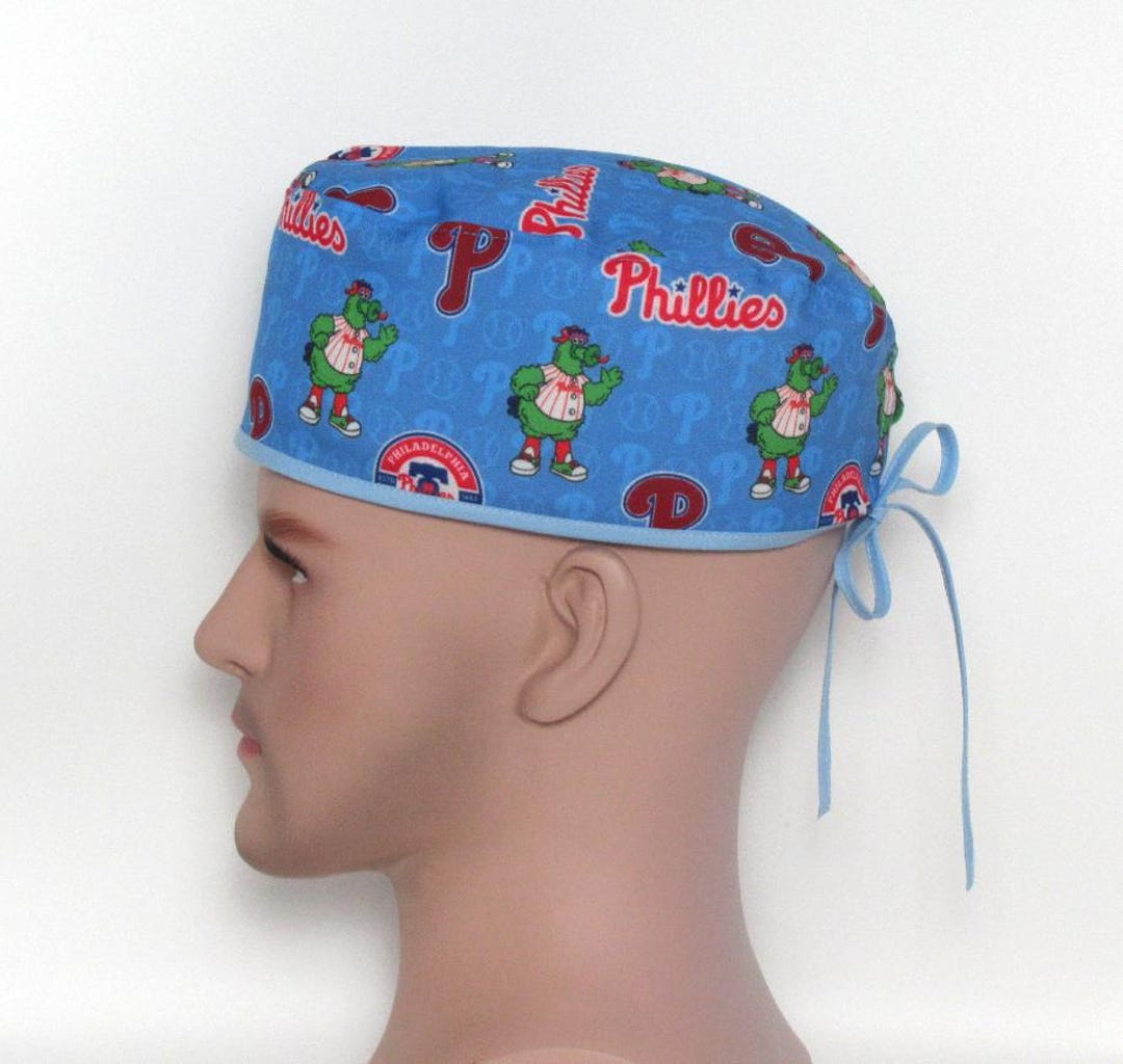 Phillies Phanatic Scrub Hat: Men's Tie-back, Light Blue Synthetic Blend ...