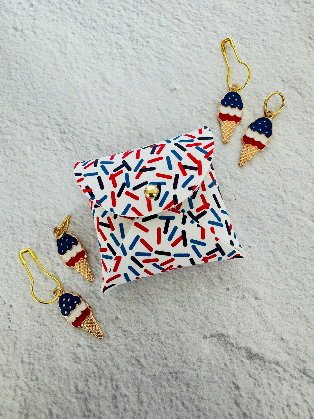 SALE // Ice Cream Stitch Markers // Red White Blue // Knit or Crochet ...