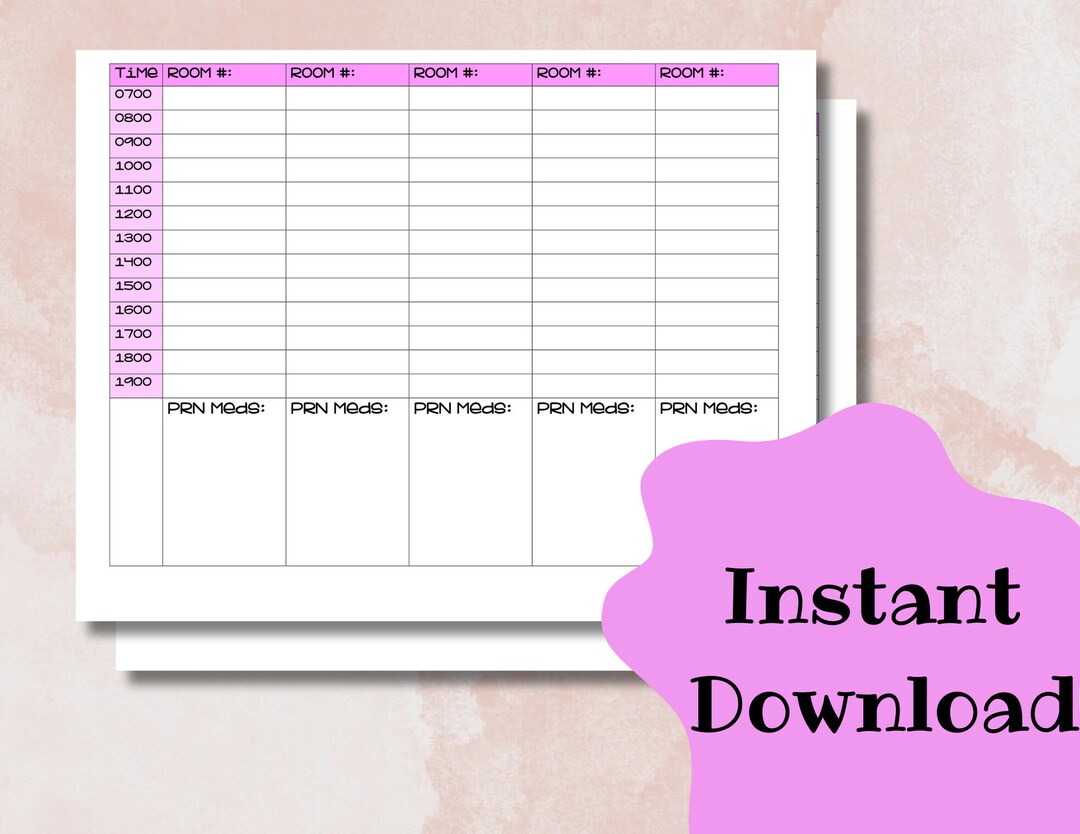 5 Patient Day Shift Med Pass Sheet - Etsy