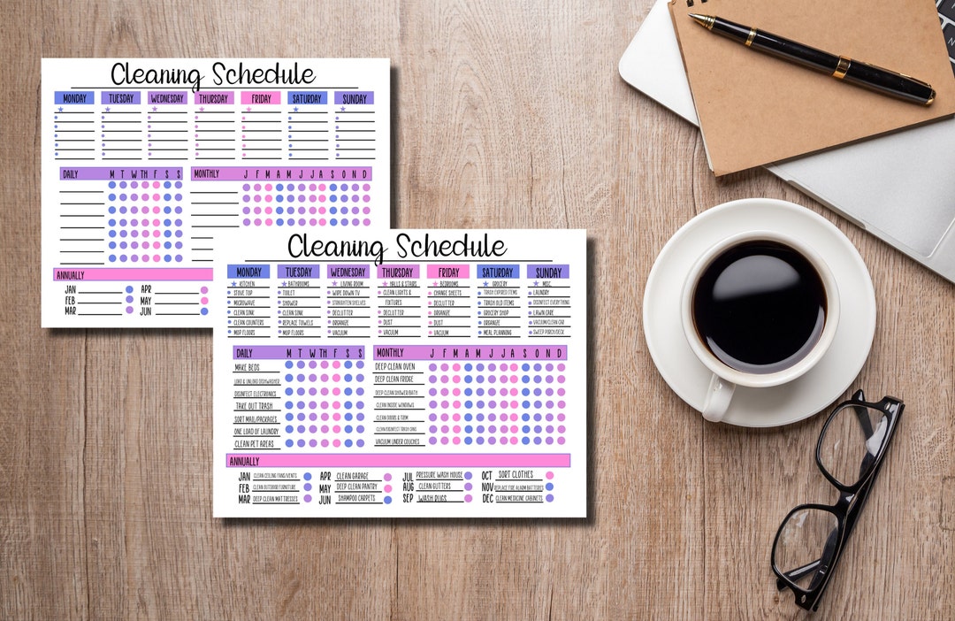 Cleaning Schedule, Household Chores Chart, Digital Download PDF, Both ...